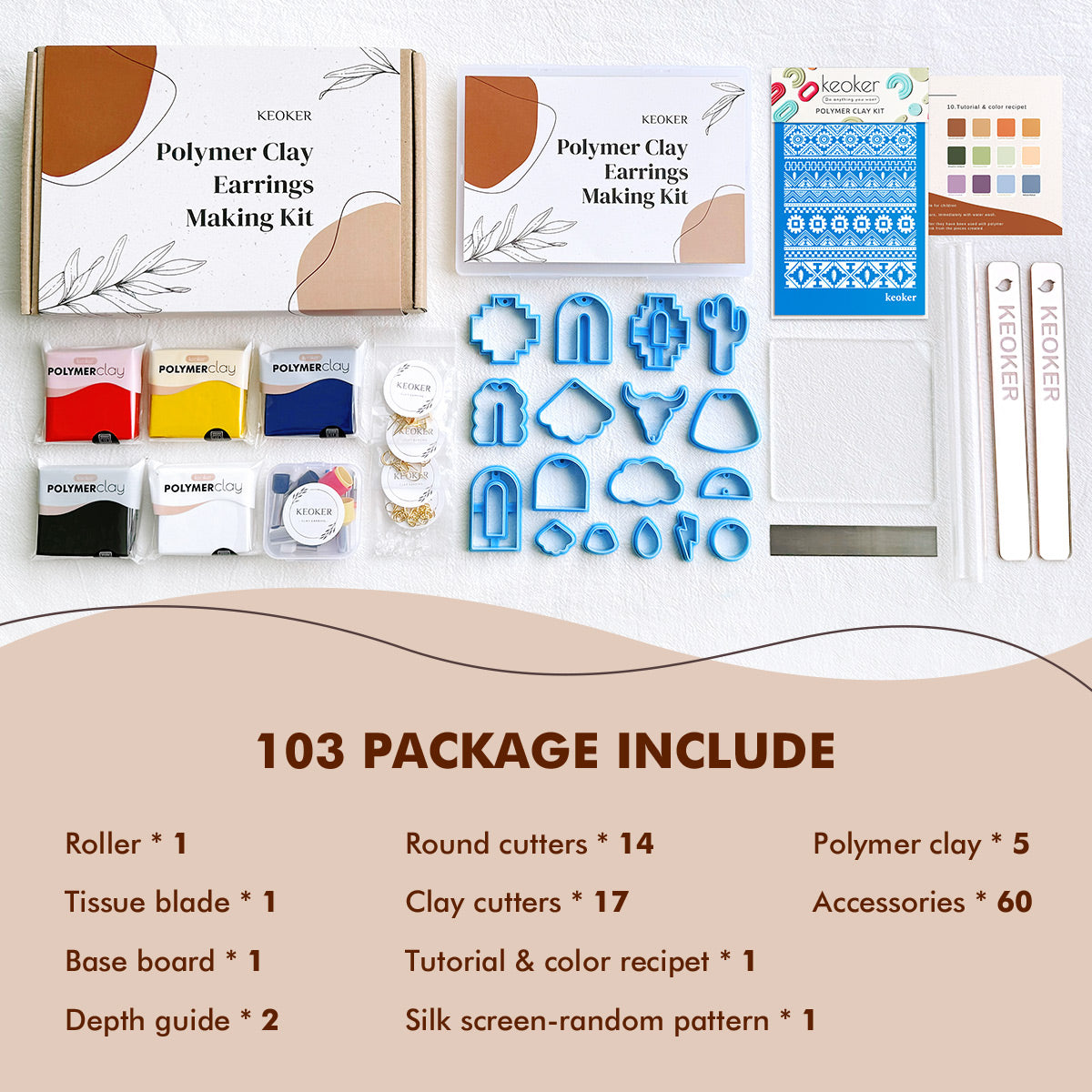 KEOKER 103 Polymer Clay Earrings Making Kit(Basis)